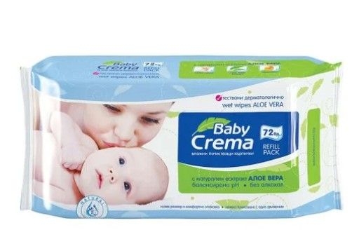 Мокри кърпи Baby Crema - Алое вера, 72 броя | kindermarket.bg