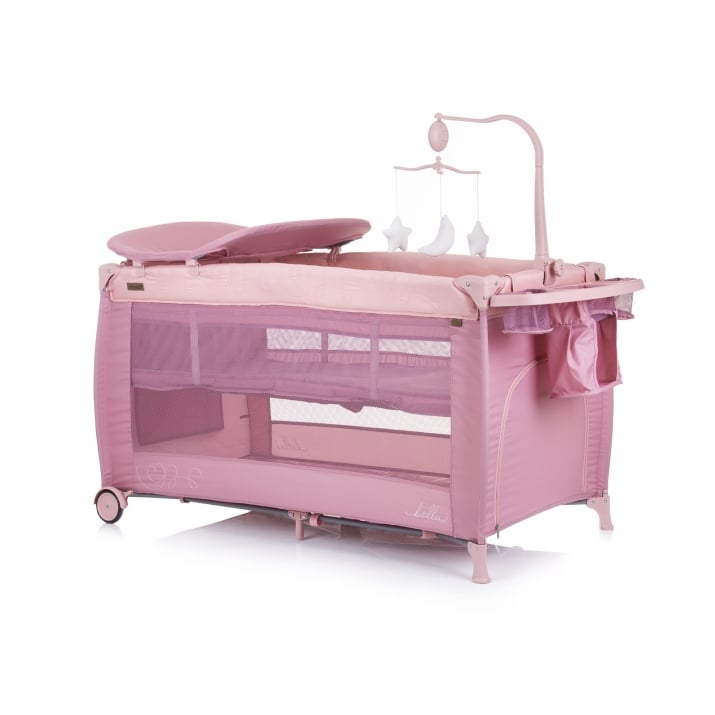 Преносима бебешка кошара Chipolino - Бела, Розова вода | kindermarket.bg