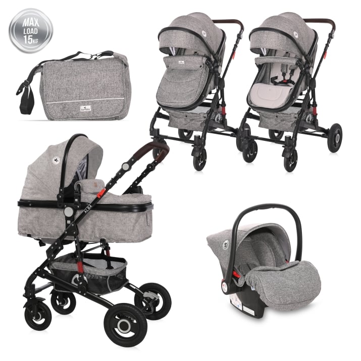 Комбинирана детска количка Lorelli - Alba Premium Set, Steel grey ...