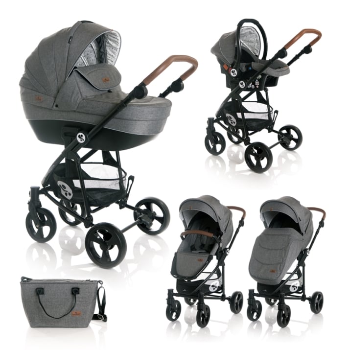 Детска комбинирана количка Lorelli - Crysta 3 в 1, Grey | kindermarket.bg