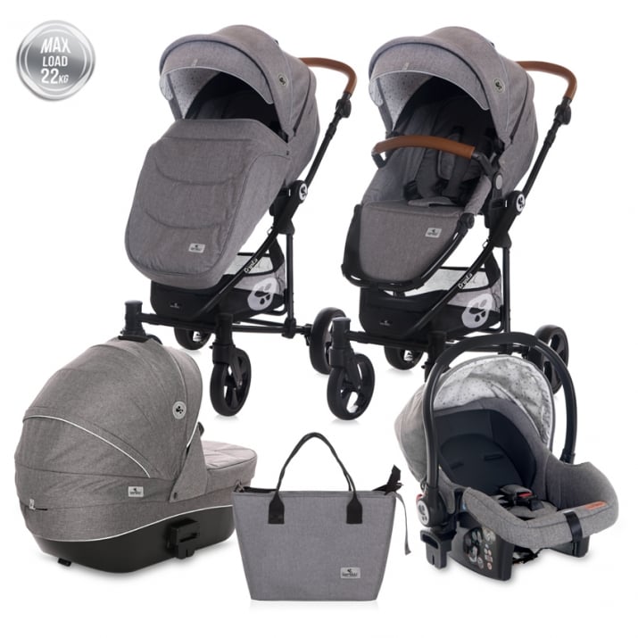 Детска комбинирана количка Lorelli - Crysta 3 в 1, Cool Grey ...