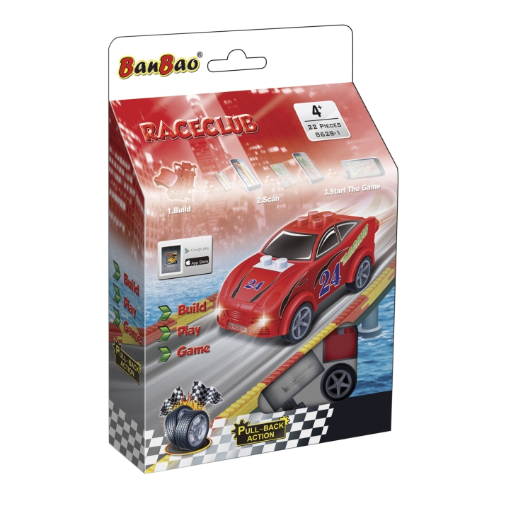 Конструктор BanBao - Пулбек количка, Червена, 22 части | kindermarket.bg